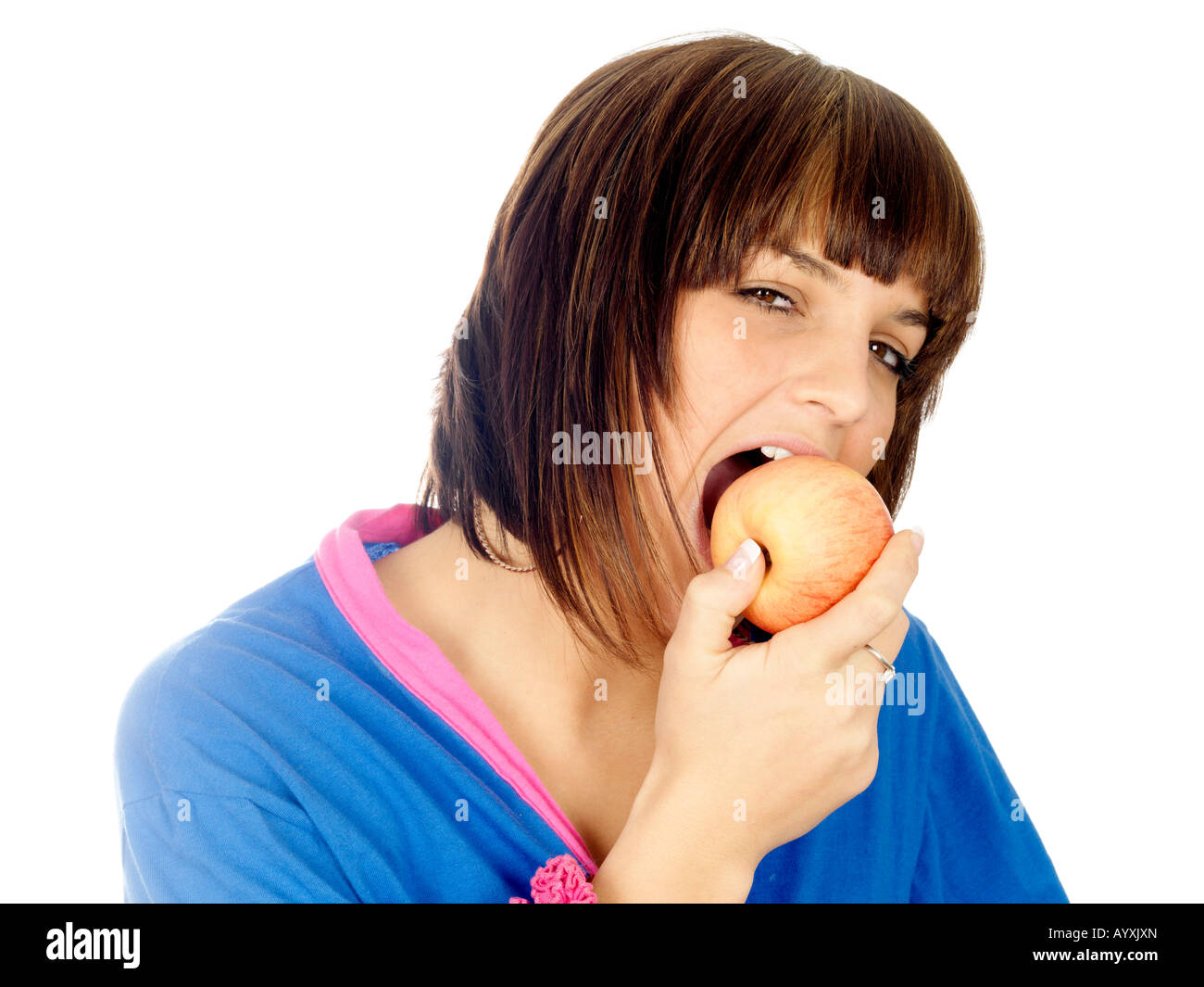 Teenage Eating an Apple Model Released Stock Photo - Alamy