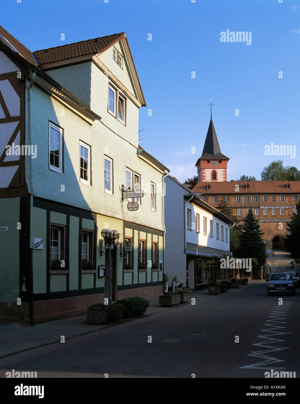 Schloss und evangelische Kirche in Bad Koenig, Naturpark Bergstrasse ...
