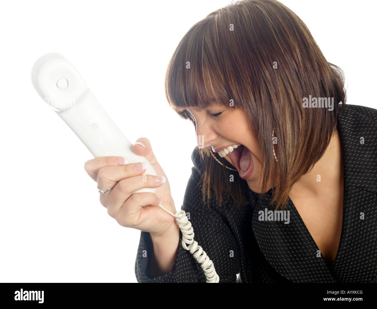 Frustrated Teenager Using Telephone Model Released Stock Photo - Alamy