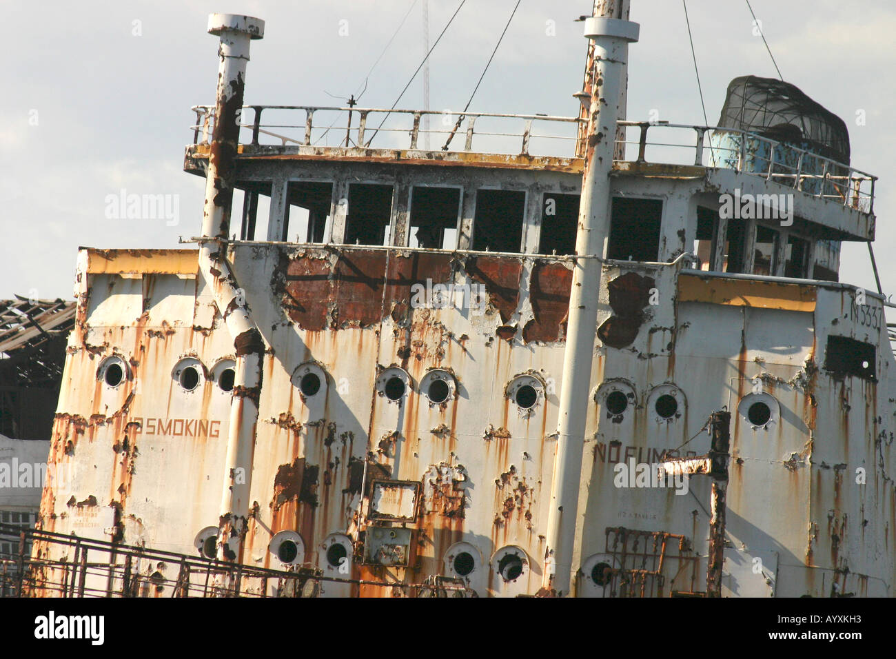 Old ships in the ship cemetery in the Riachuelo near La Boca district ...