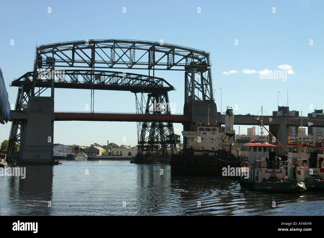 Nicolas Avellaneda bridge over Riachuelo River in La Boca district ...
