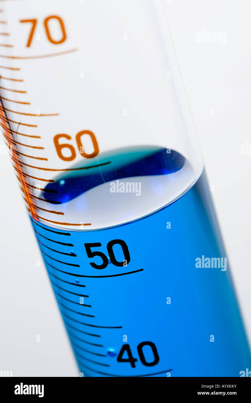 A test tube with measuring scale and blue liquid Stock Photo - Alamy