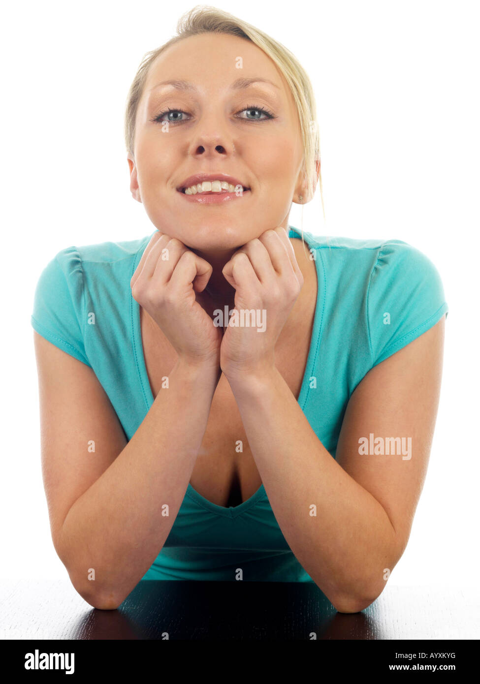 Woman Resting Head On Hands Model Released Stock Photo - Alamy