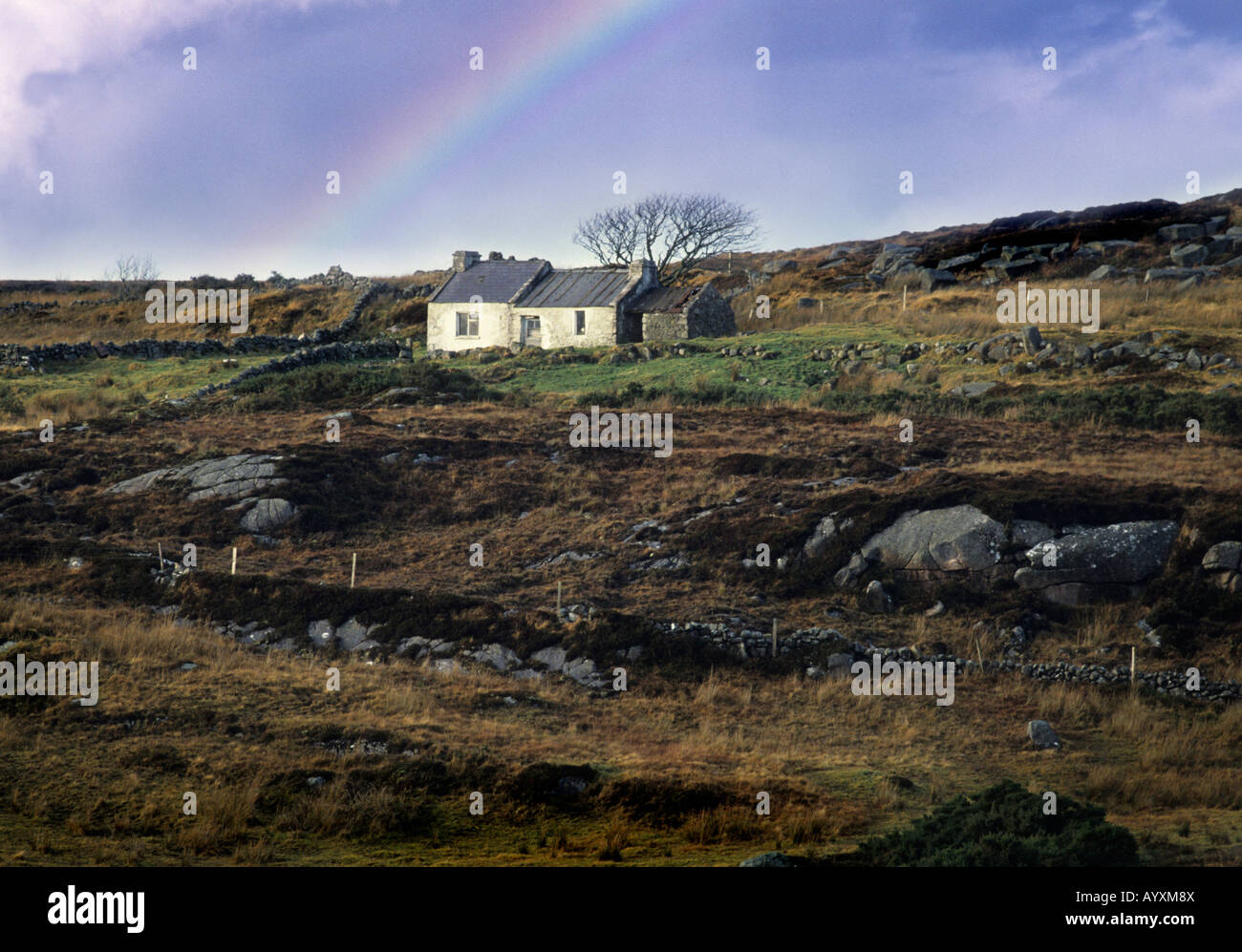 Rainbow over country cottage, Co Clare, Ireland Stock Photo - Alamy