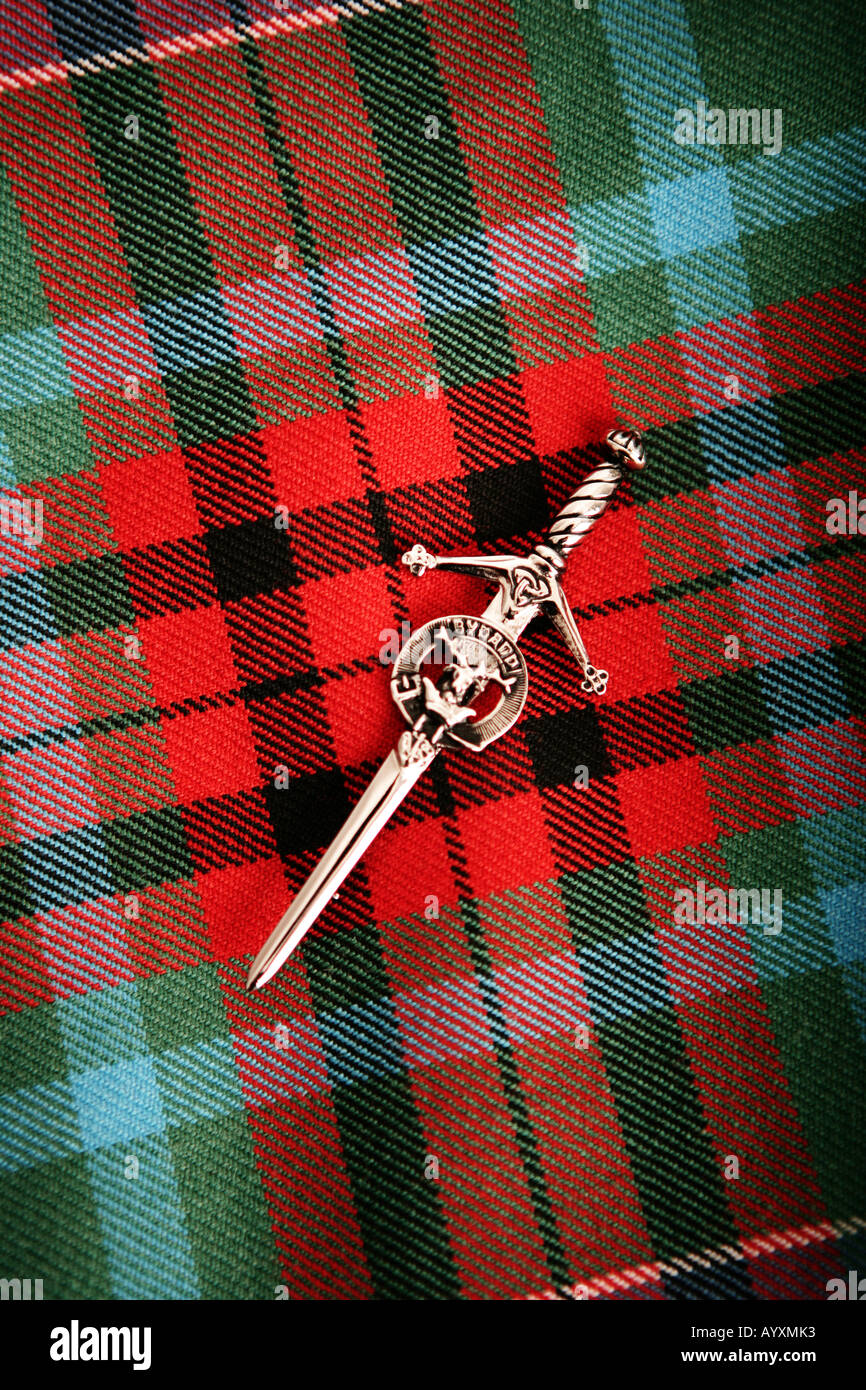 A full frame bright image of an ancient red gordon highlander tartan ...
