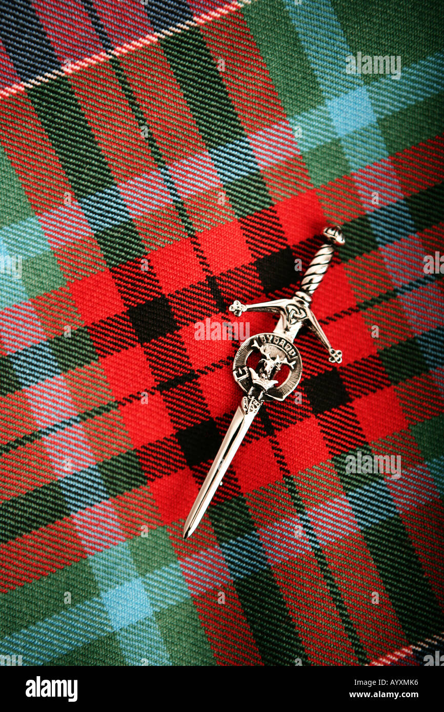 A full frame bright image of an ancient red gordon highlander tartan ...