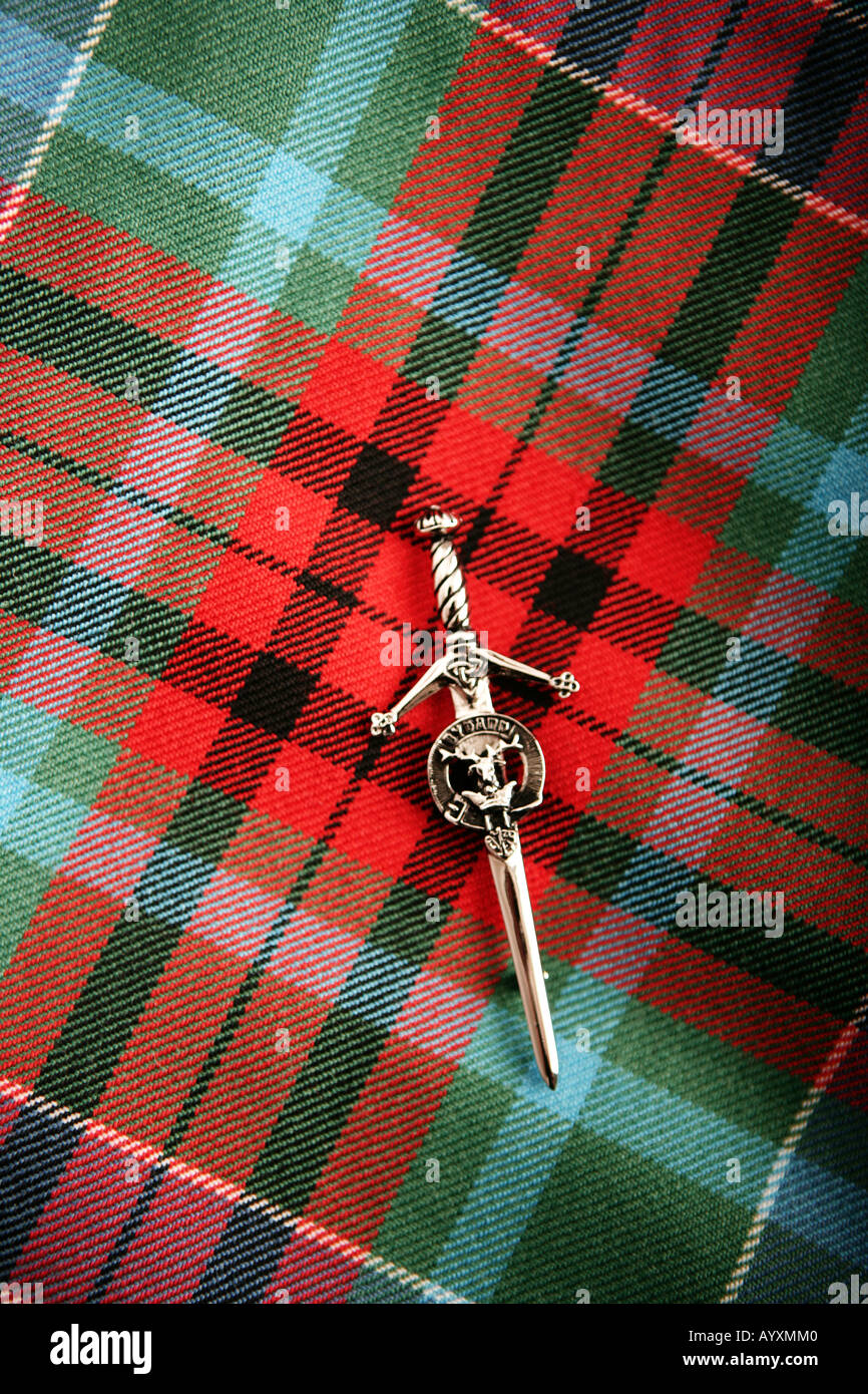 A full frame bright image of an ancient red gordon highlander tartan ...