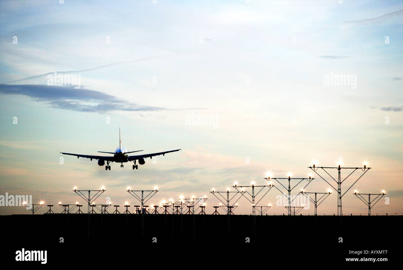 A landscape format image of a commercial passenger aircraft on final ...