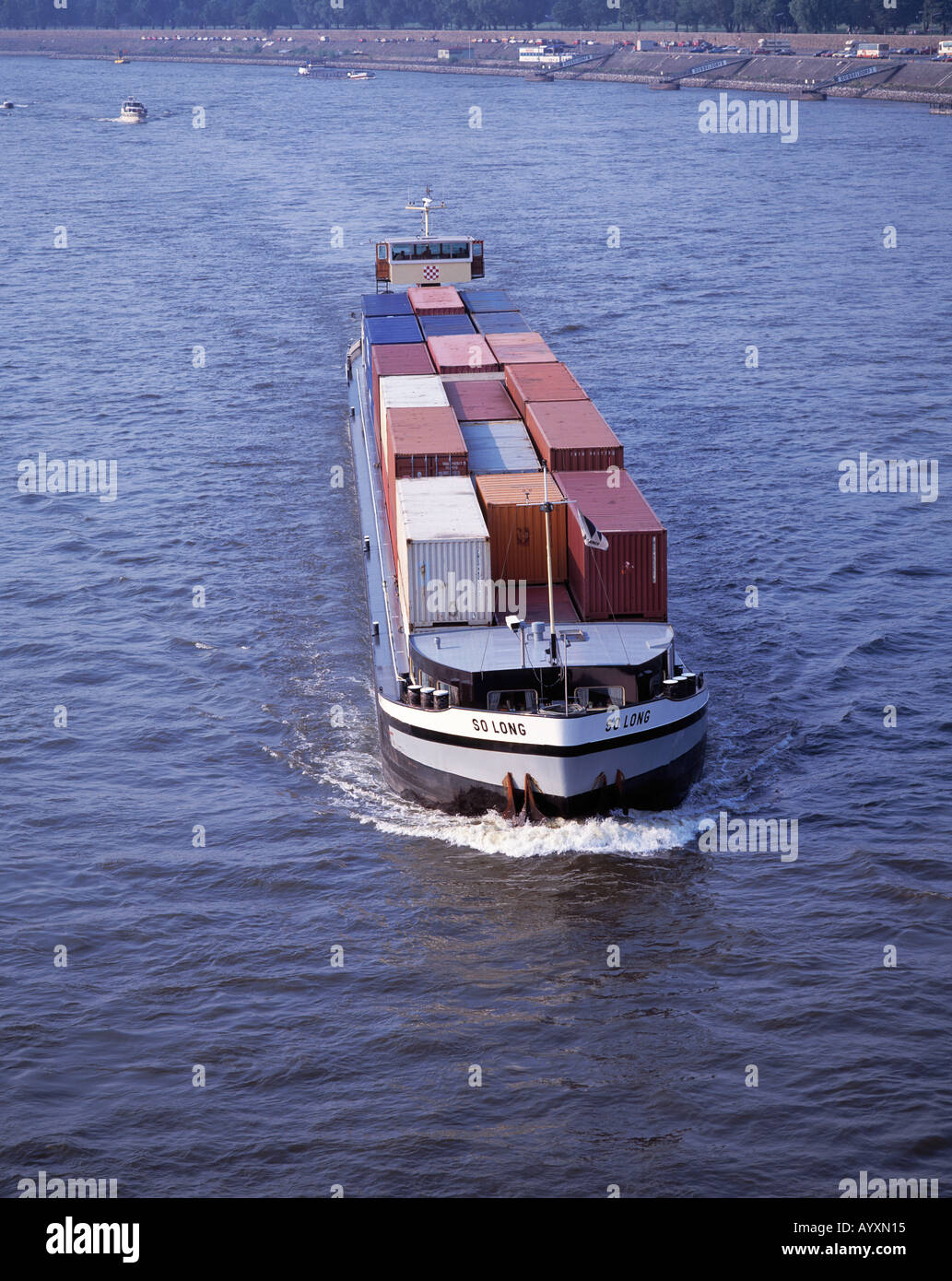 container ship on the Rhine, cargo ship, freighter, freight, package ...