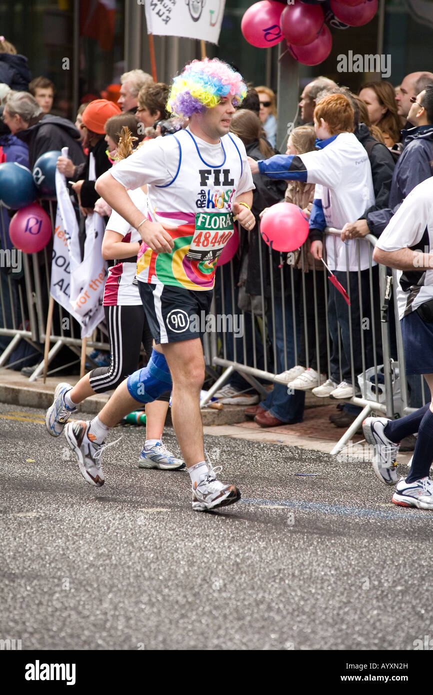 Fancy dress runner at the London Flora Marathon 2008. Canary Wharf ...