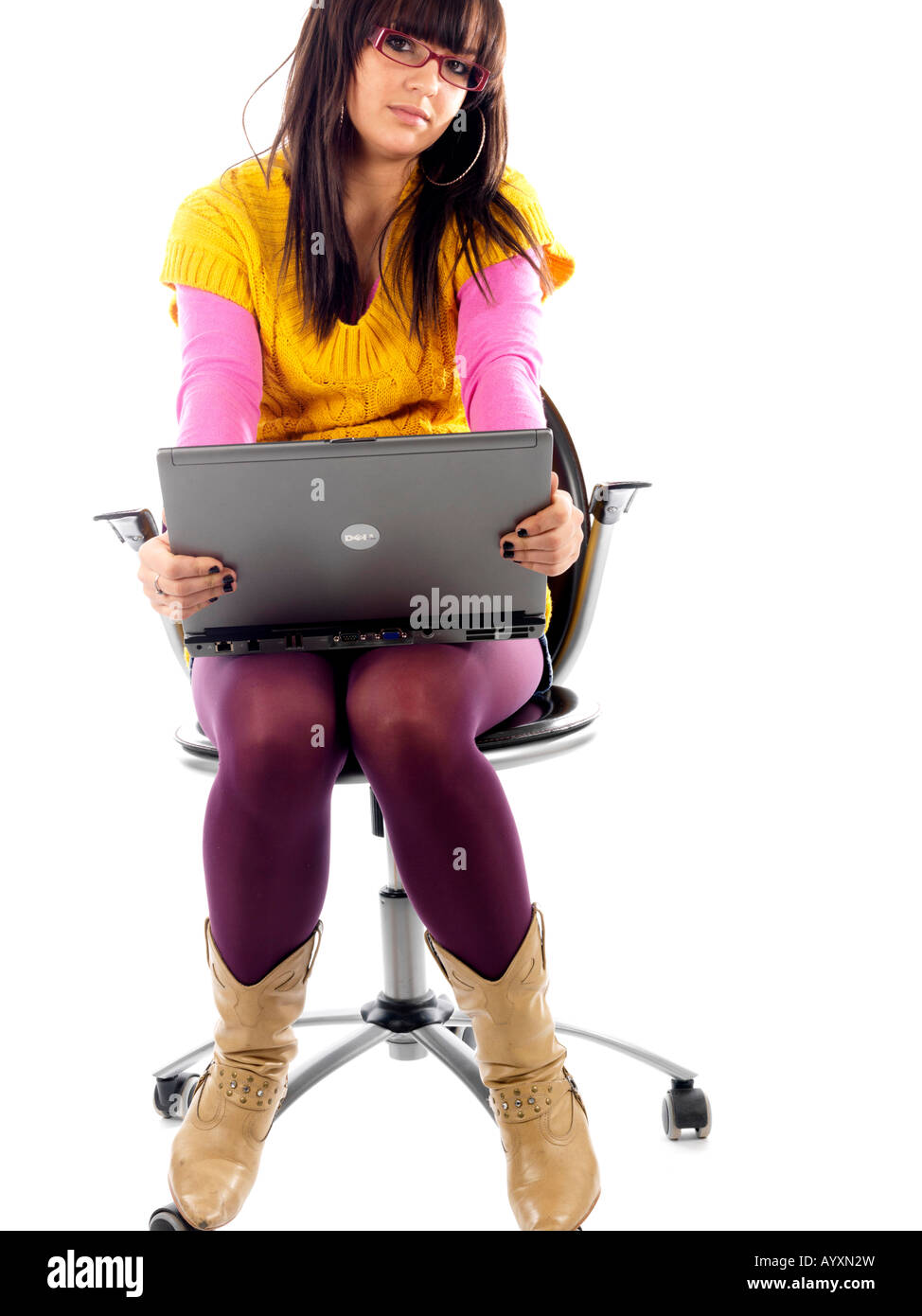 Young Woman Using Laptop Model Released Stock Photo - Alamy