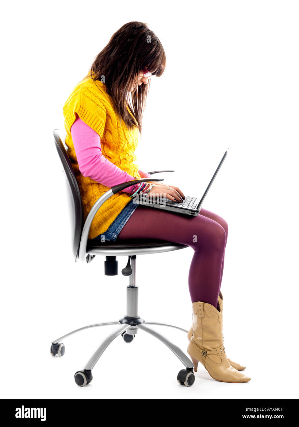 Young Woman Using Laptop Model Released Stock Photo - Alamy