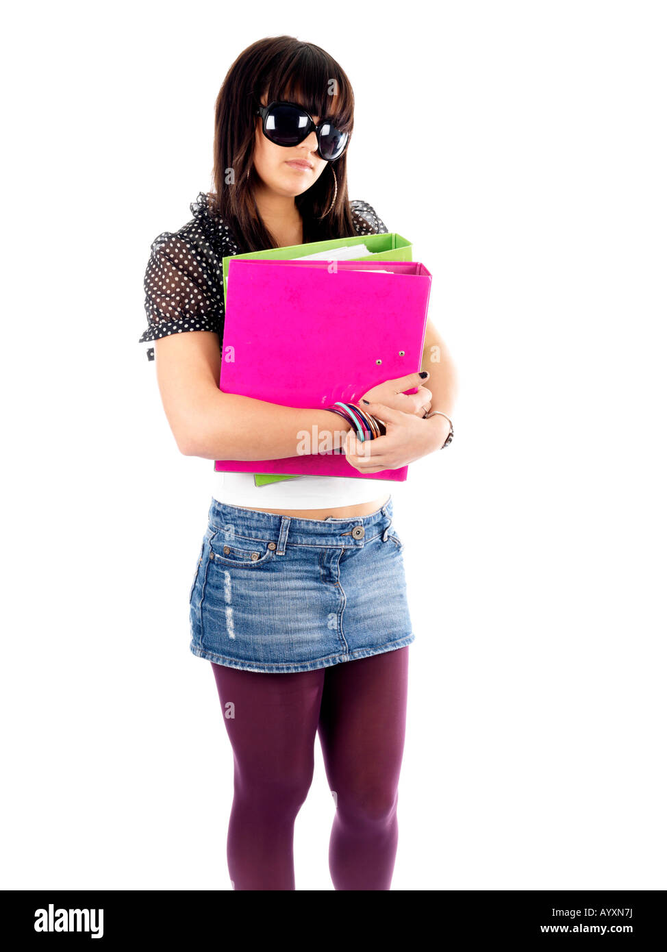 Young Woman Holding Files Model Released Stock Photo - Alamy