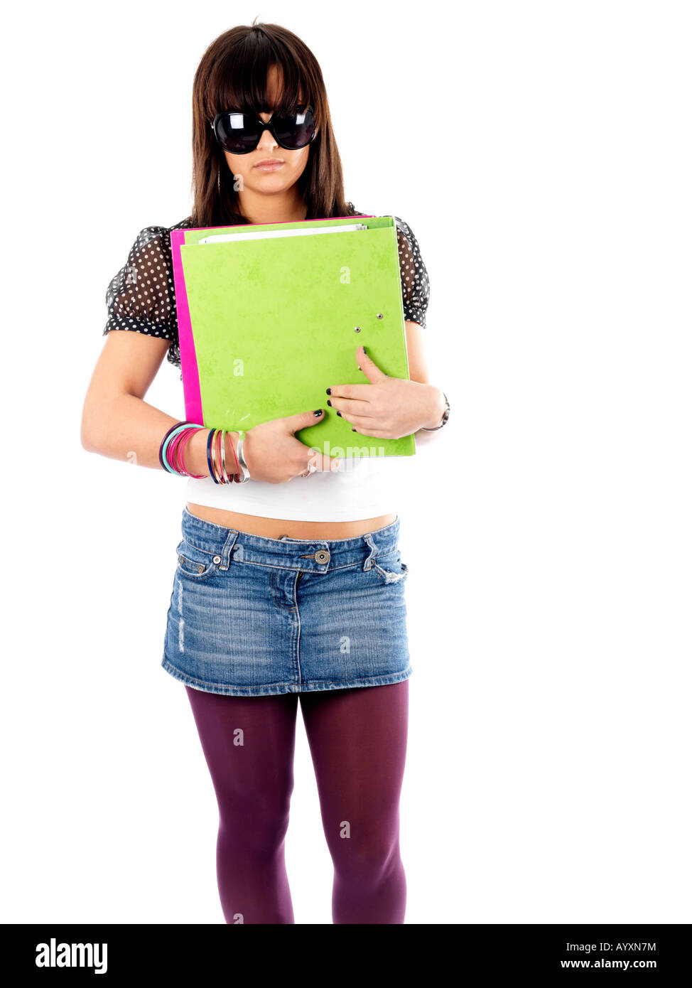 Young Woman Holding Files Model Released Stock Photo - Alamy