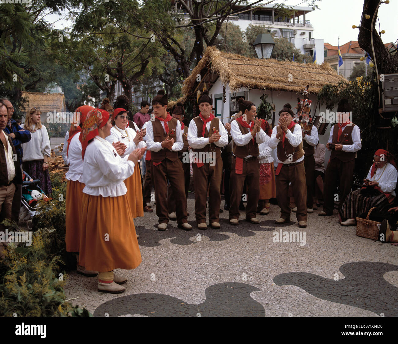 Portugal, Madeira, folk dance group in traditional costumes Stock Photo ...