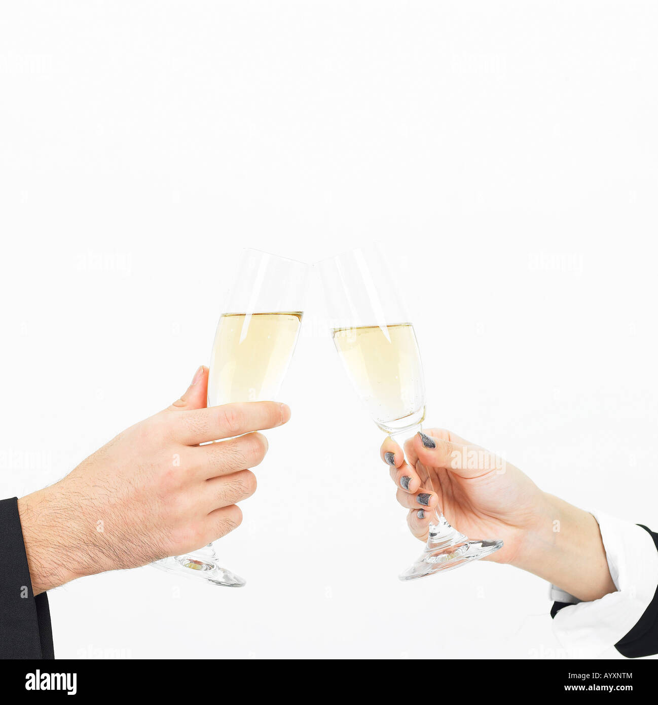 toasting hands with champagne glass Stock Photo - Alamy