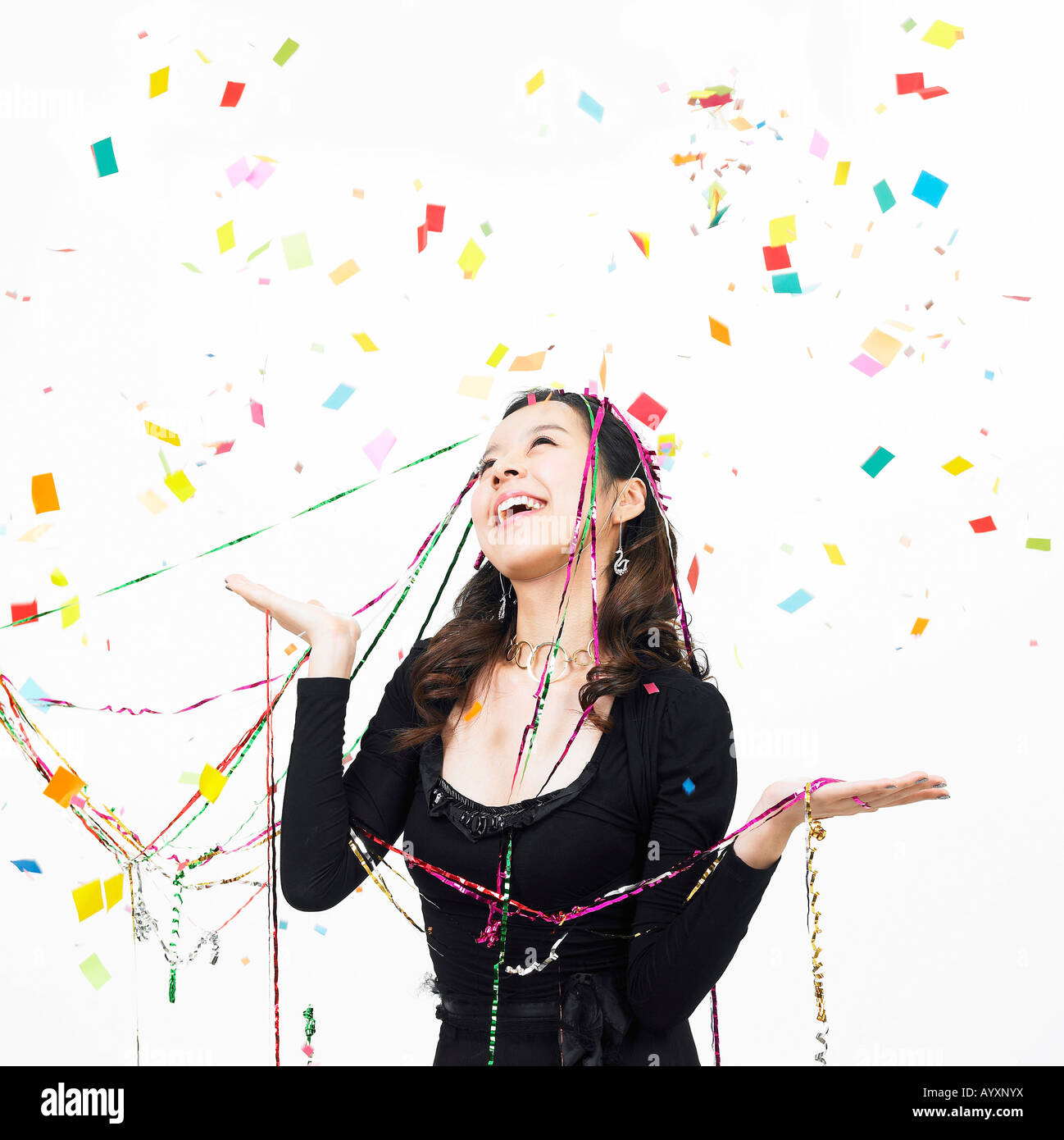 woman making smile while looking at firecracker and pollen Stock Photo ...