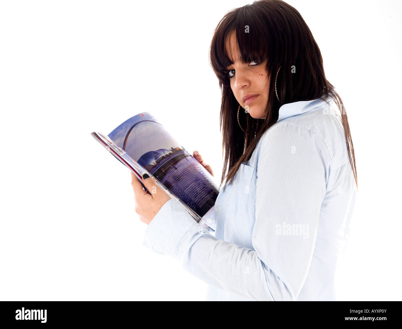 Young Woman Reading Magazine Model Released Stock Photo - Alamy