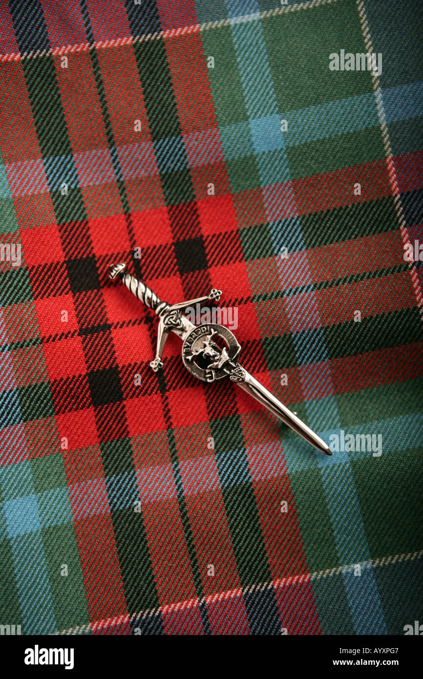 A full frame bright image of an ancient red gordon highlander tartan ...