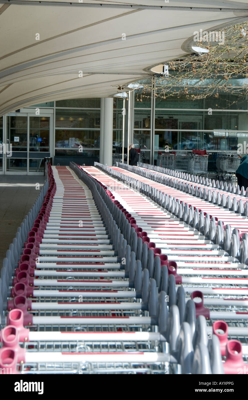 Supermarket trolleys awaiting use at a major supermarket in Southern ...