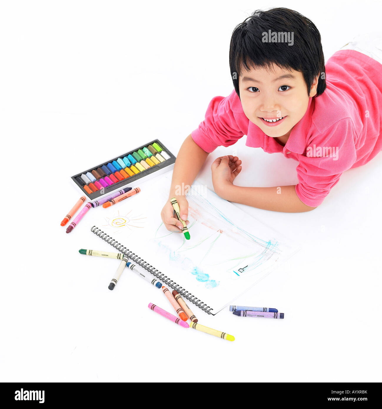Child drawing crayon sketchbook hi-res stock photography and images - Alamy
