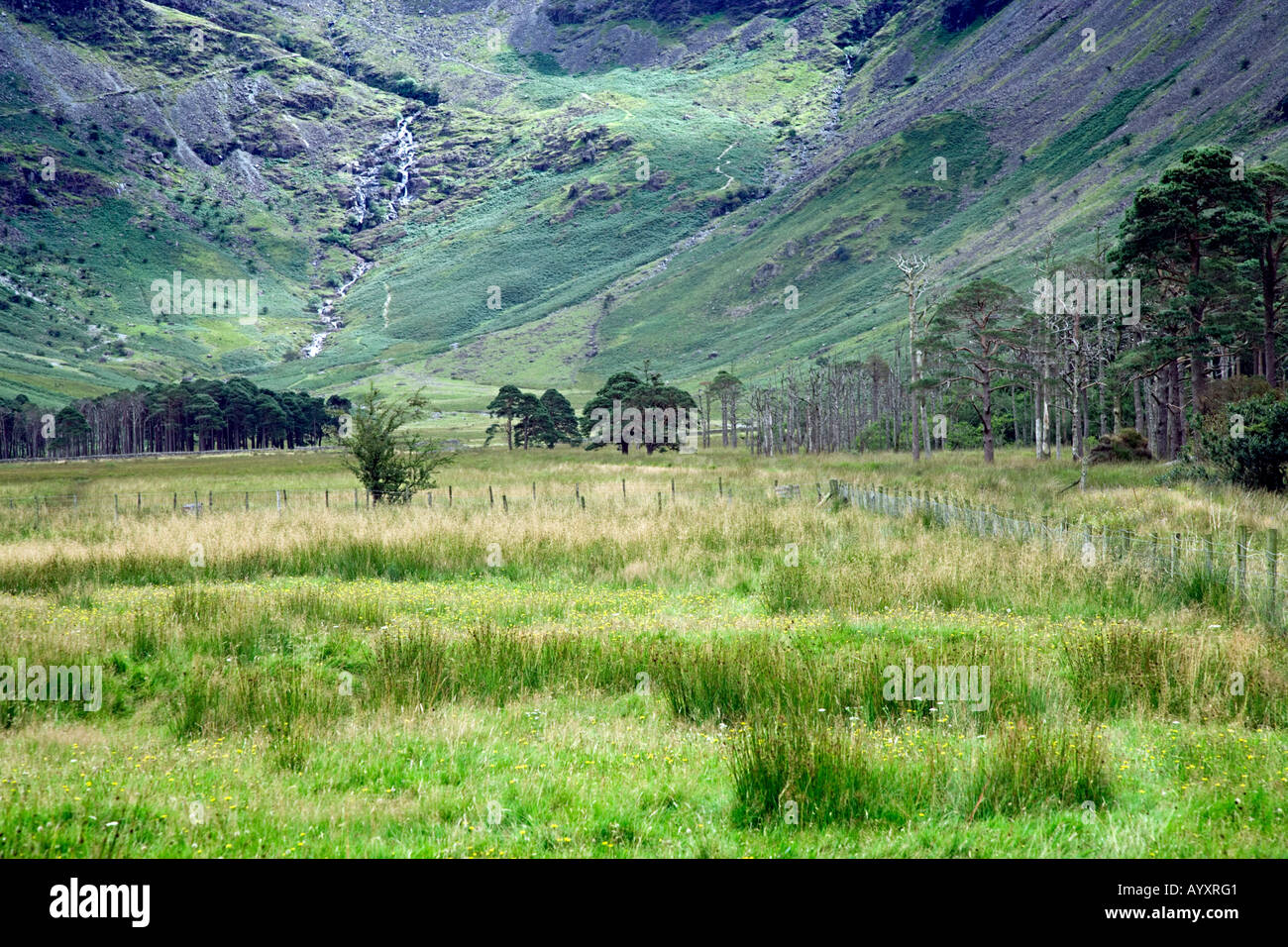 Buttermere, Wharnscale Beck Waterfalls Flowing Down Fleetwith Pike ...