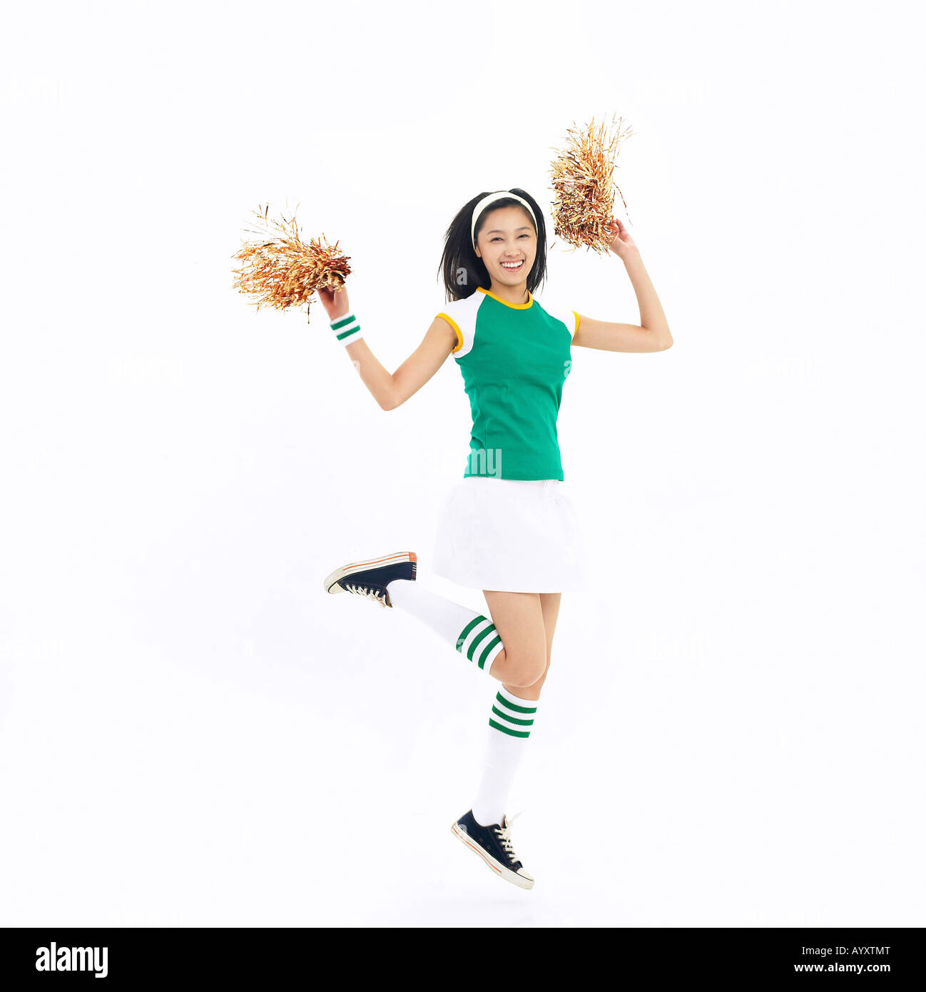 a girl student cheering with shaking cheering an instrument Stock Photo ...