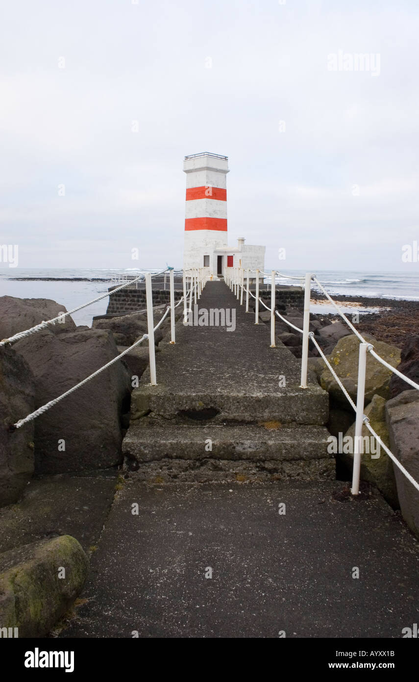 The Old Gardskagi Lighthouse, Reykjanes Peninsula, Iceland Stock Photo ...