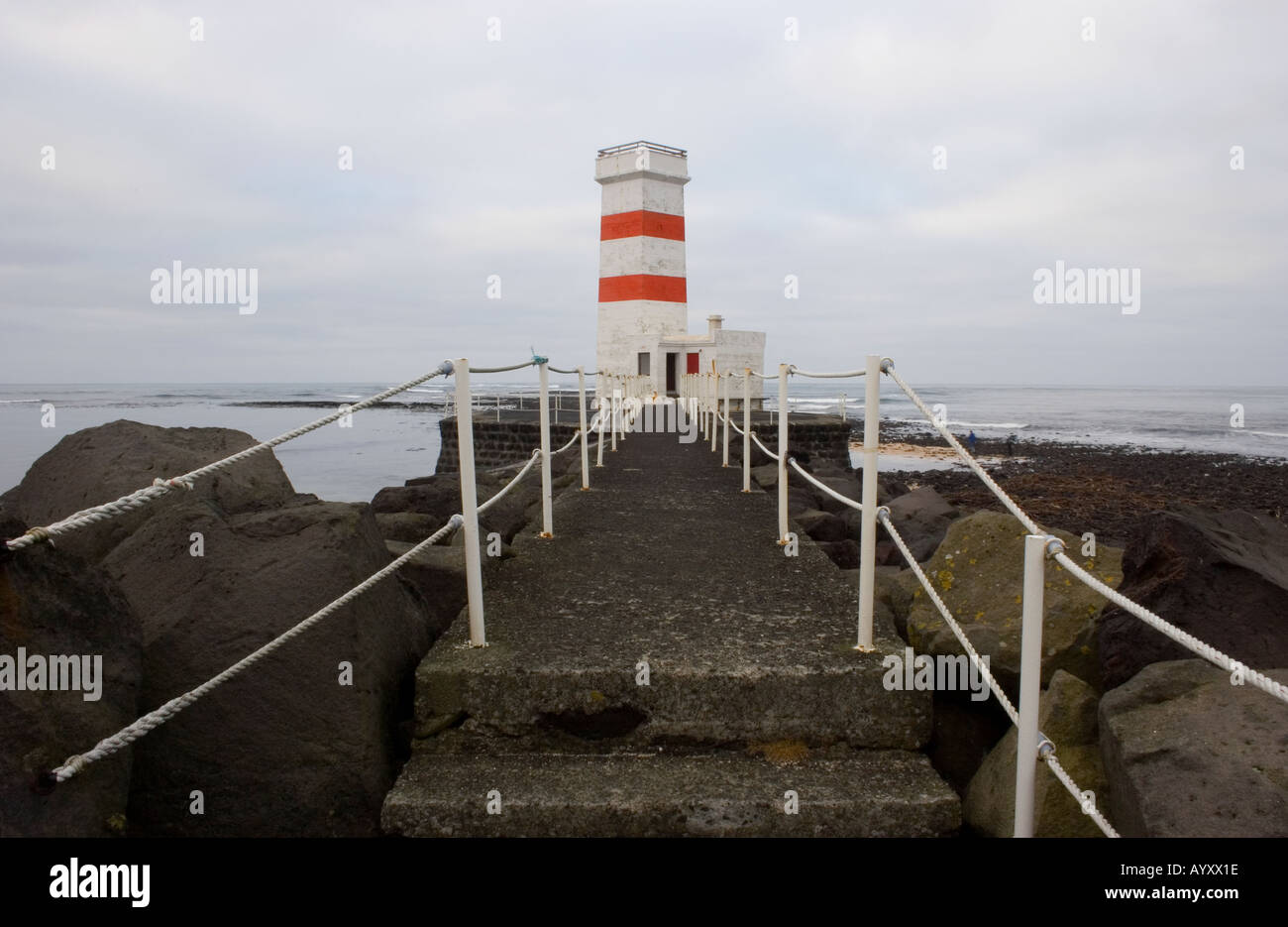 The Old Gardskagi Lighthouse, Reykjanes Peninsula, Iceland Stock Photo ...