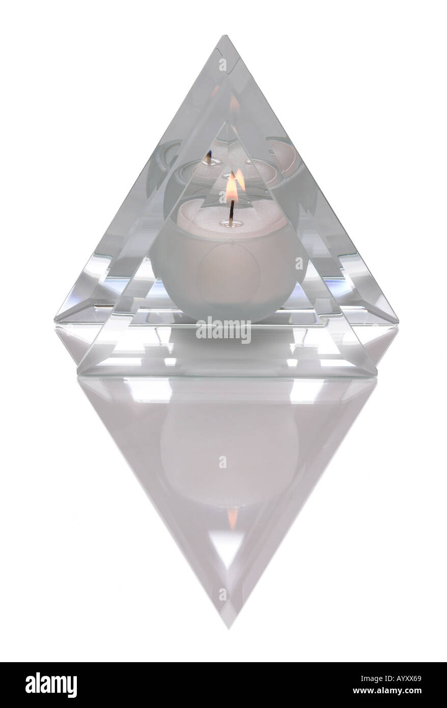 Candle Reflection on White Background Stock Photo - Alamy