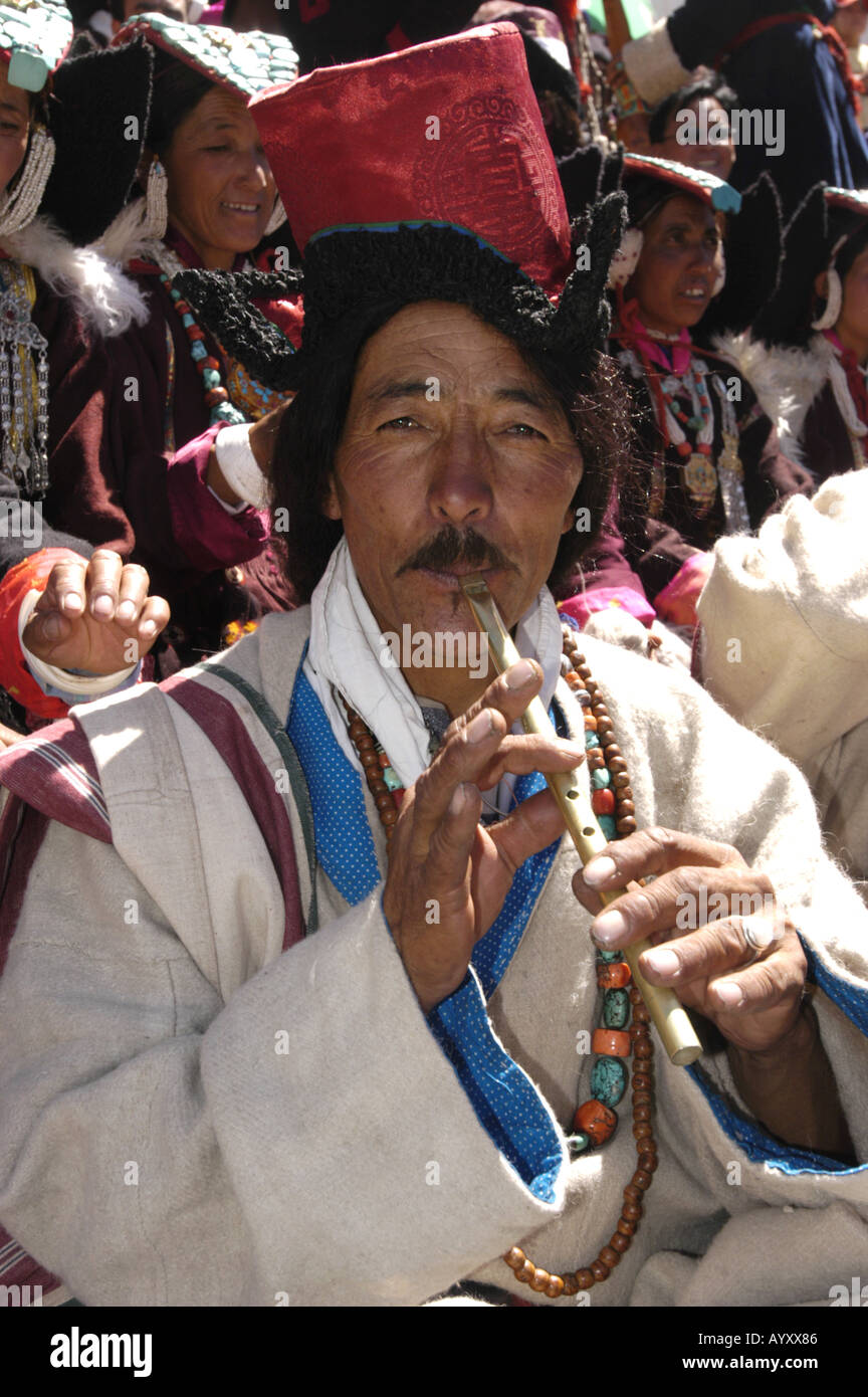 Portrait of traditional dress Ladakhi man with hat looking at camera ...