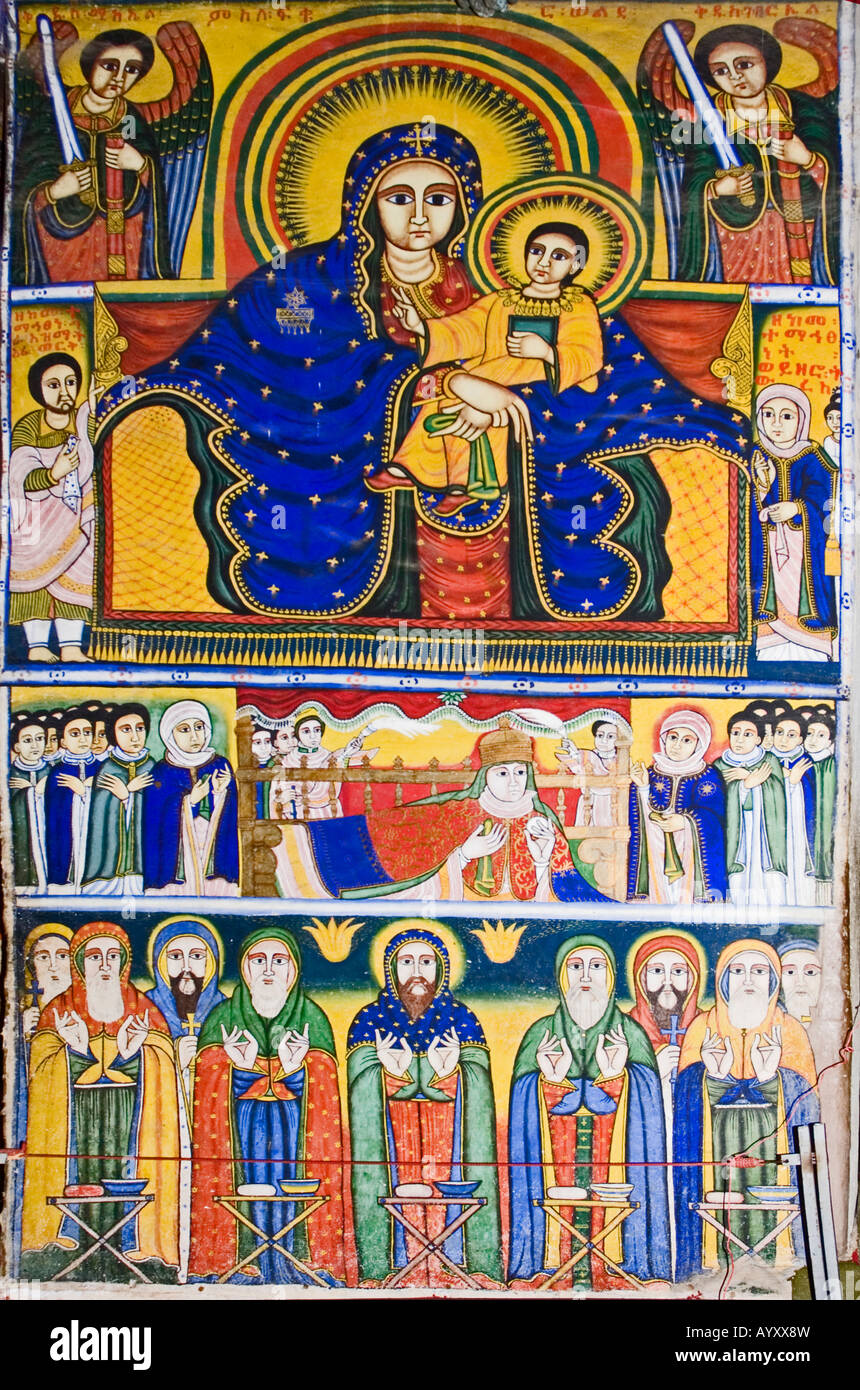 Wall mural in a monastery, Axum, Ethiopia Stock Photo - Alamy