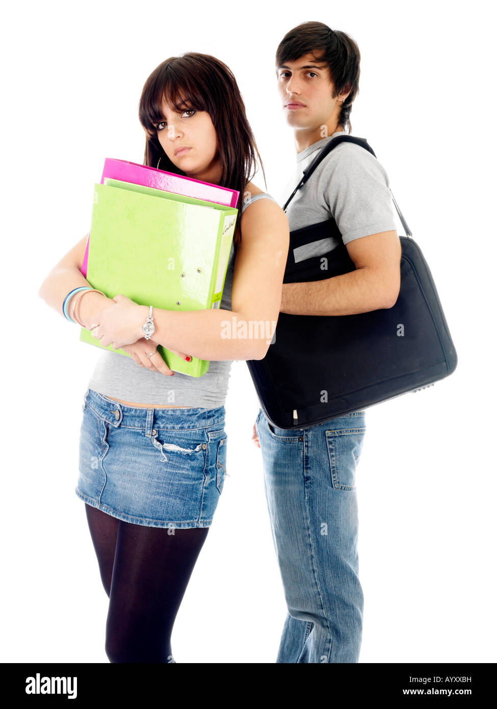 Young Teenage Student Couple Boy And Girl In A Serious College ...