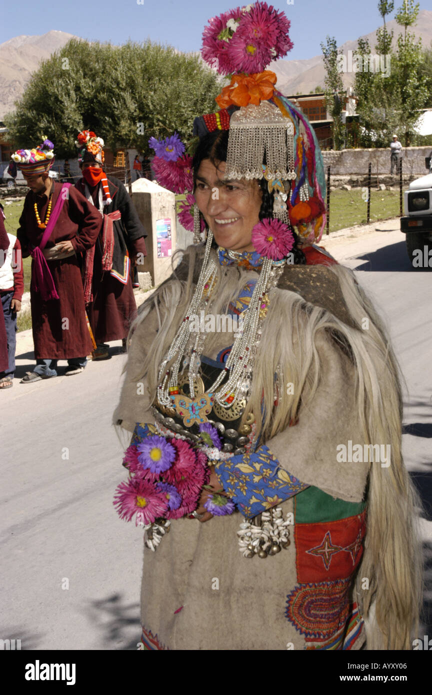 Woman Dard or Brokpa tribe from Dha Hanu Village in color clothes and ...