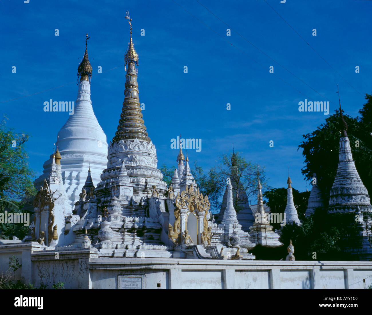 Group of stupas at the base of Mandalay Hill, Mandalay, Myanmar, Asia ...