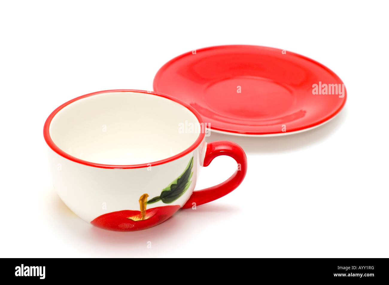 object on white kitchen utensil tea cup and saucer Stock Photo - Alamy