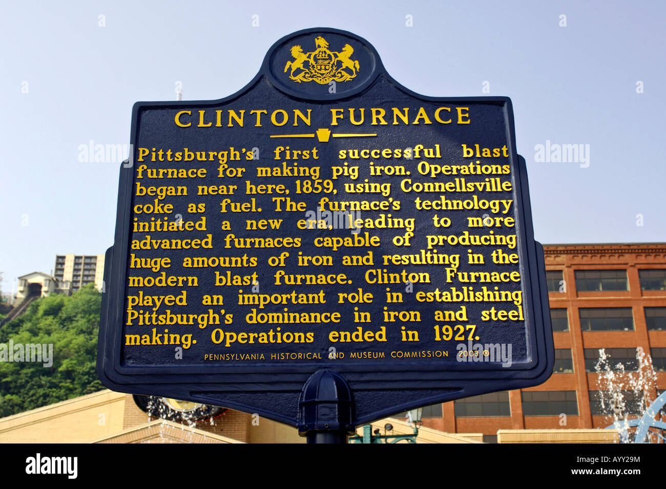 Information placard about the Clinton furnace heritage display in ...