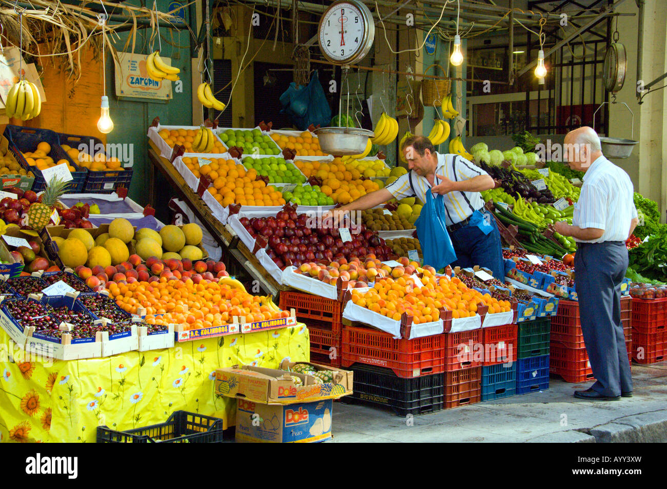 A colorful fruit market on Tsimiski Street in Thessaloniki Greece Stock ...