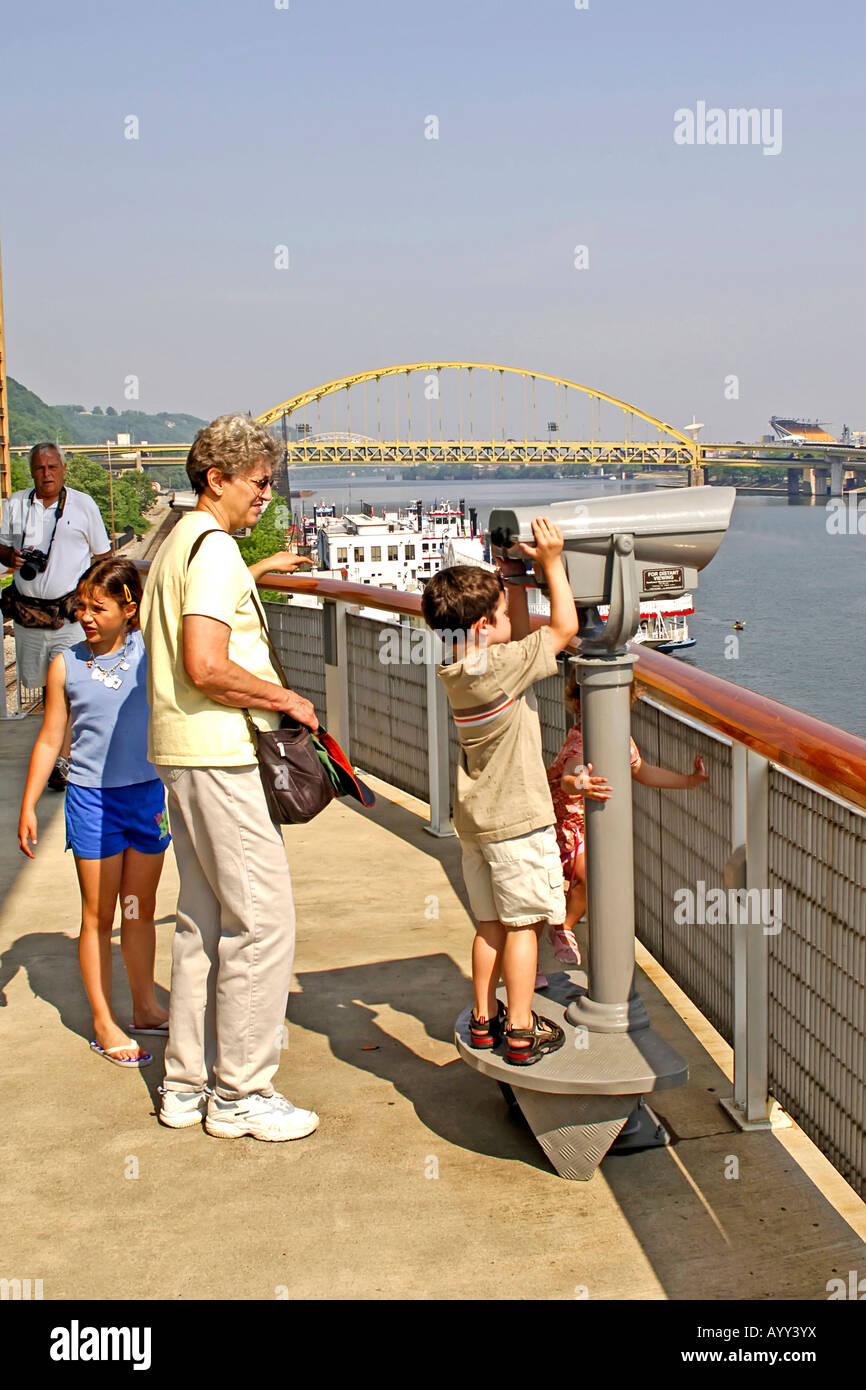 Children with their grandmother on the Monongahela River viewing ...