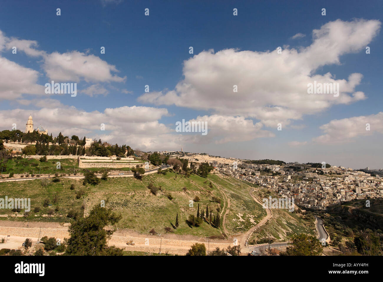 Israel Jerusalem Dormition Abbey on Mount Zion overlooking Hinnom ...