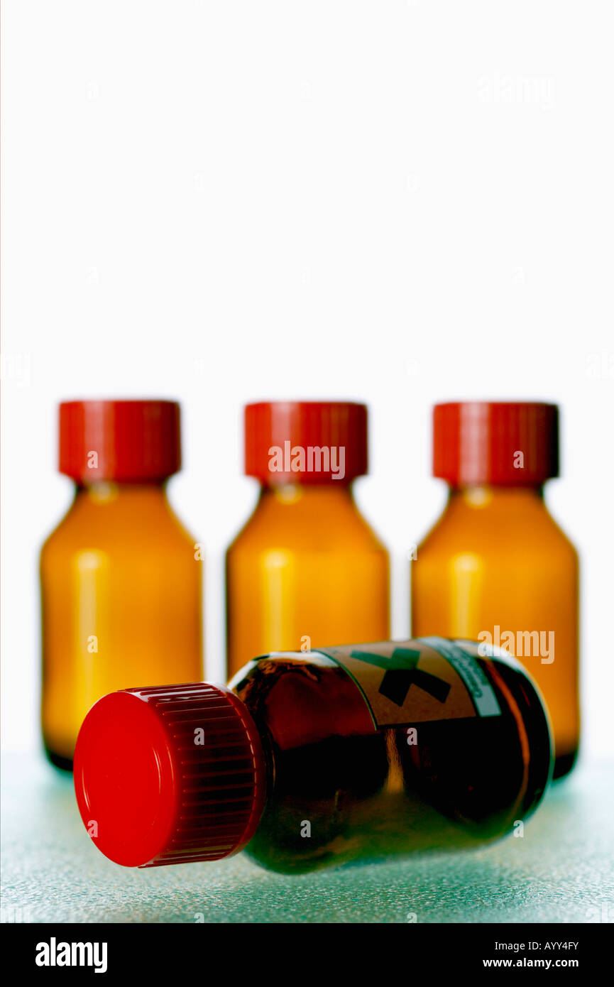 Brown flask with toxic liquids Stock Photo - Alamy