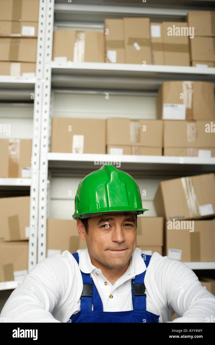 Portrait of a man wearing a hard hat Stock Photo - Alamy