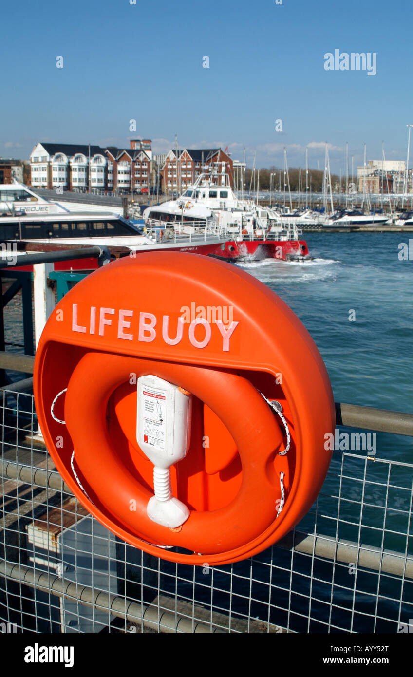 Lifebuoy Emergency Lifesaving Equipment on Quayside Town Quay ...