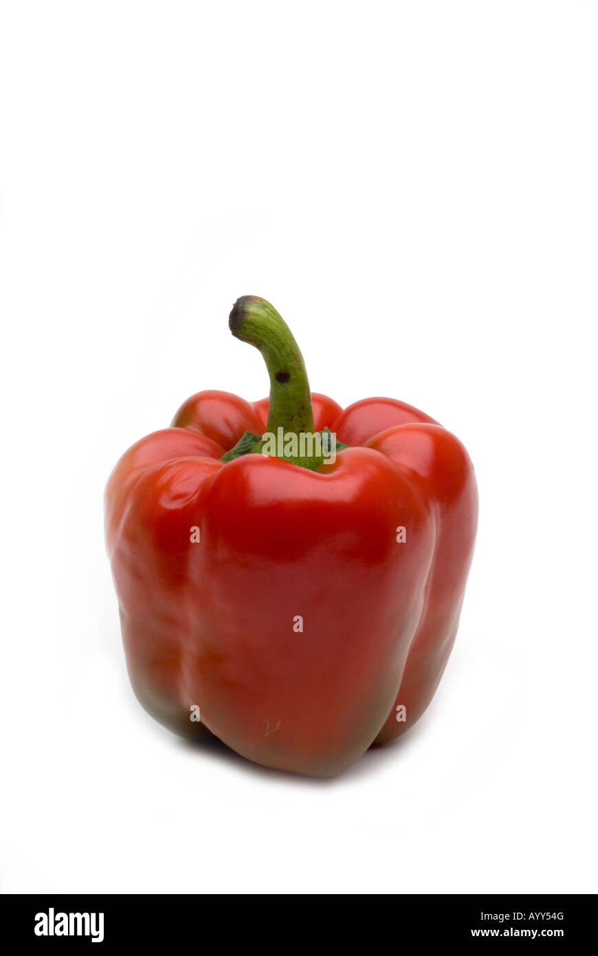 Red bell pepper on white background Stock Photo - Alamy