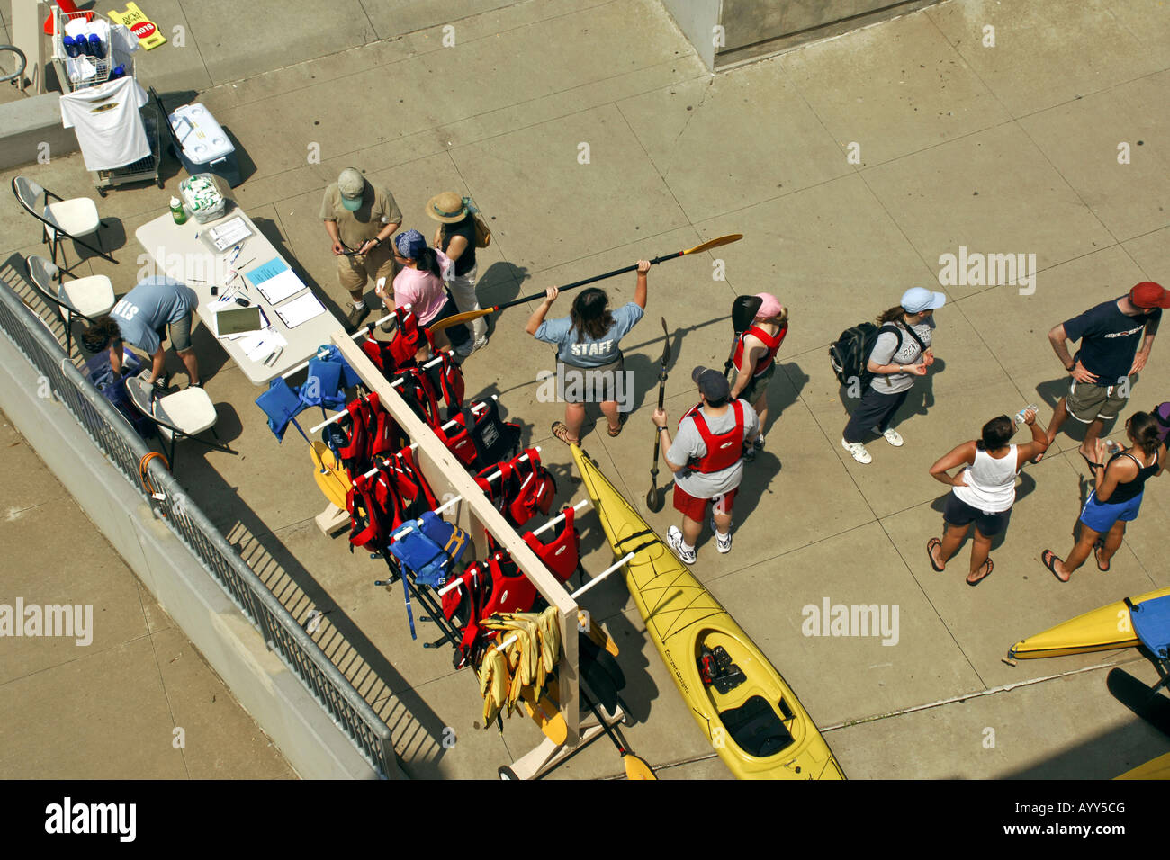 People attending a canoe training class on a Sunday morning in ...