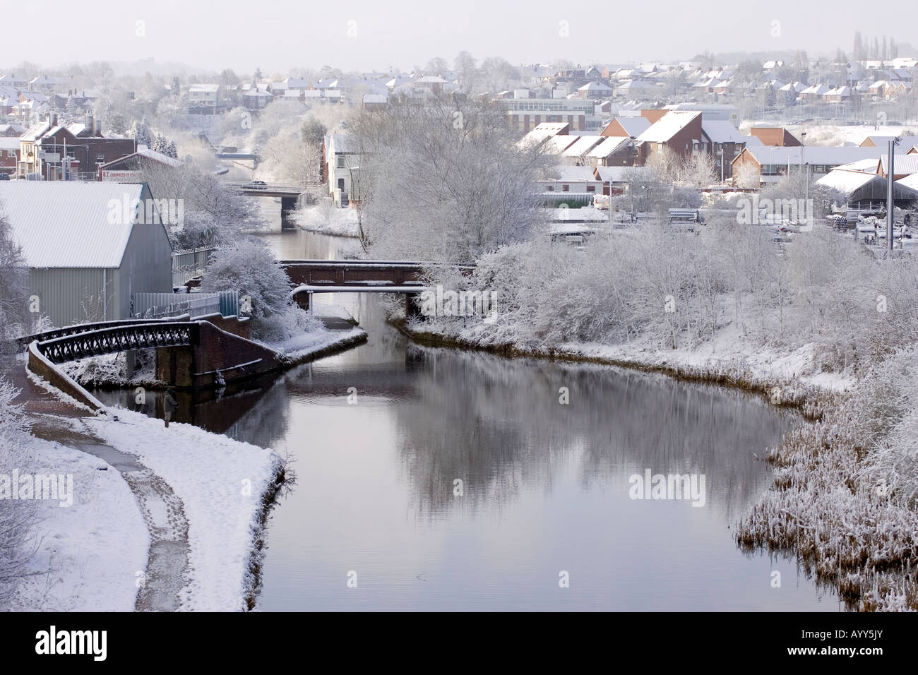 Winter canal snow scene West Midlands UK. Picture by Shaun Fellows ...