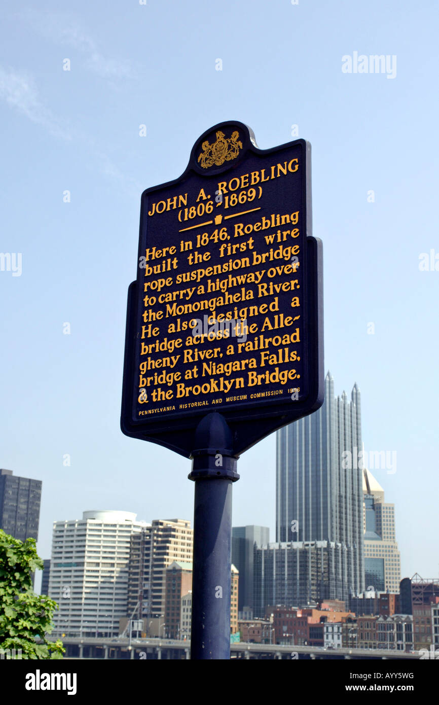 Historical information sign showin ghr spot where the first bridge was ...