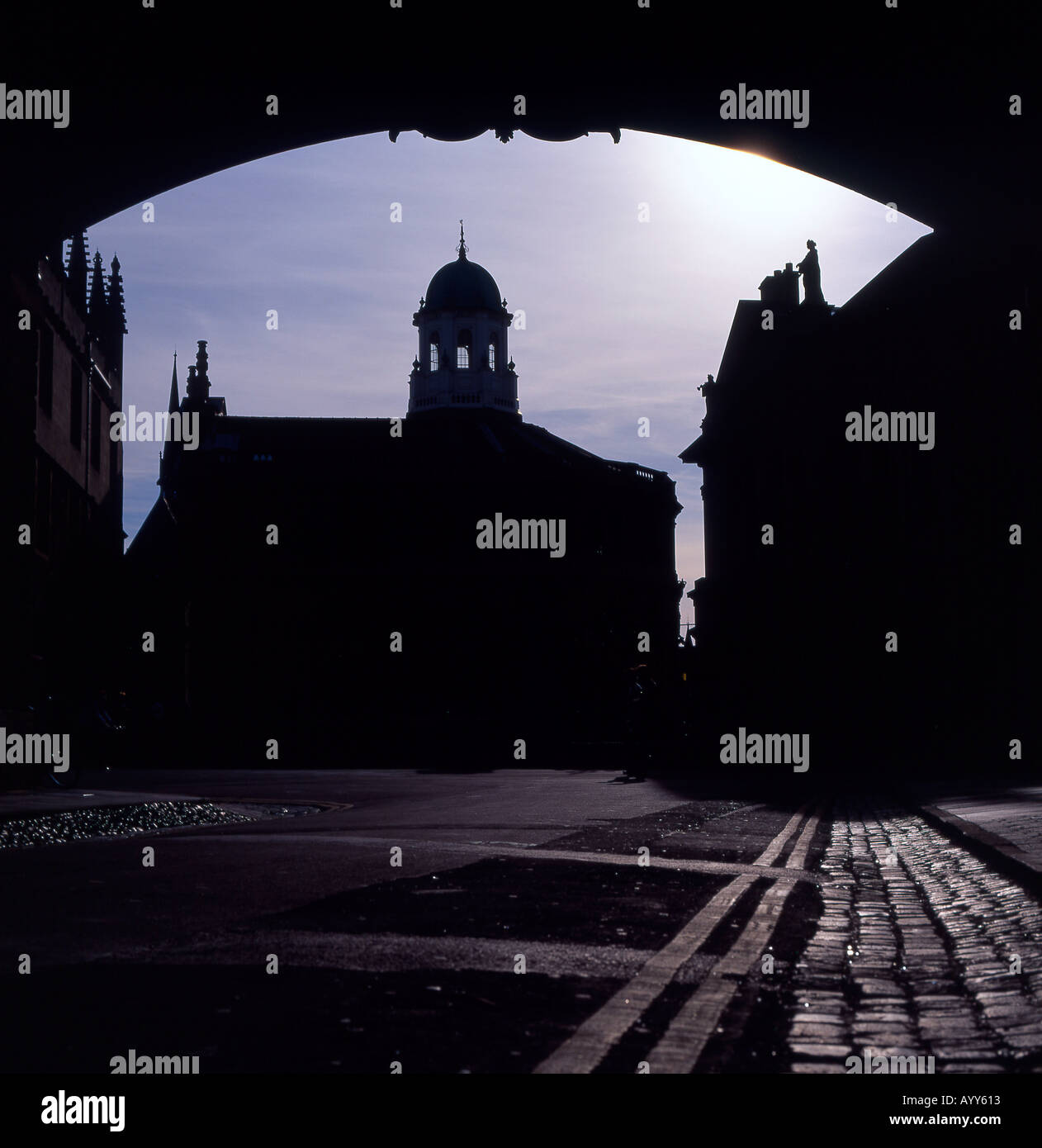 Silhouette of Sheldonian Theatre from under the Bridge of Sighs ...