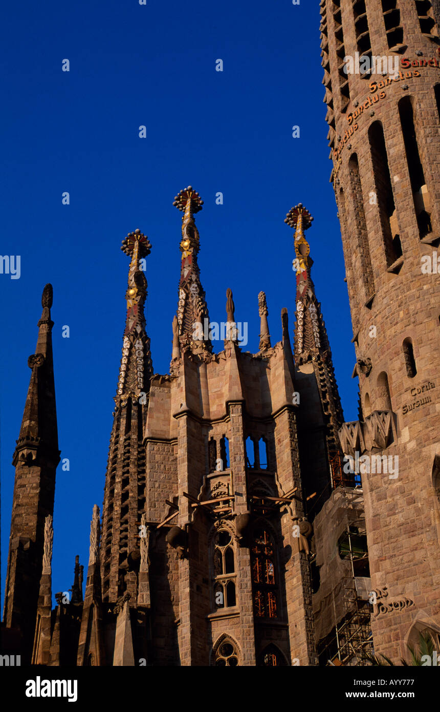 Ornate spires of Gaudi s La Sagrada Familia Barcelona Catalonia Europe ...