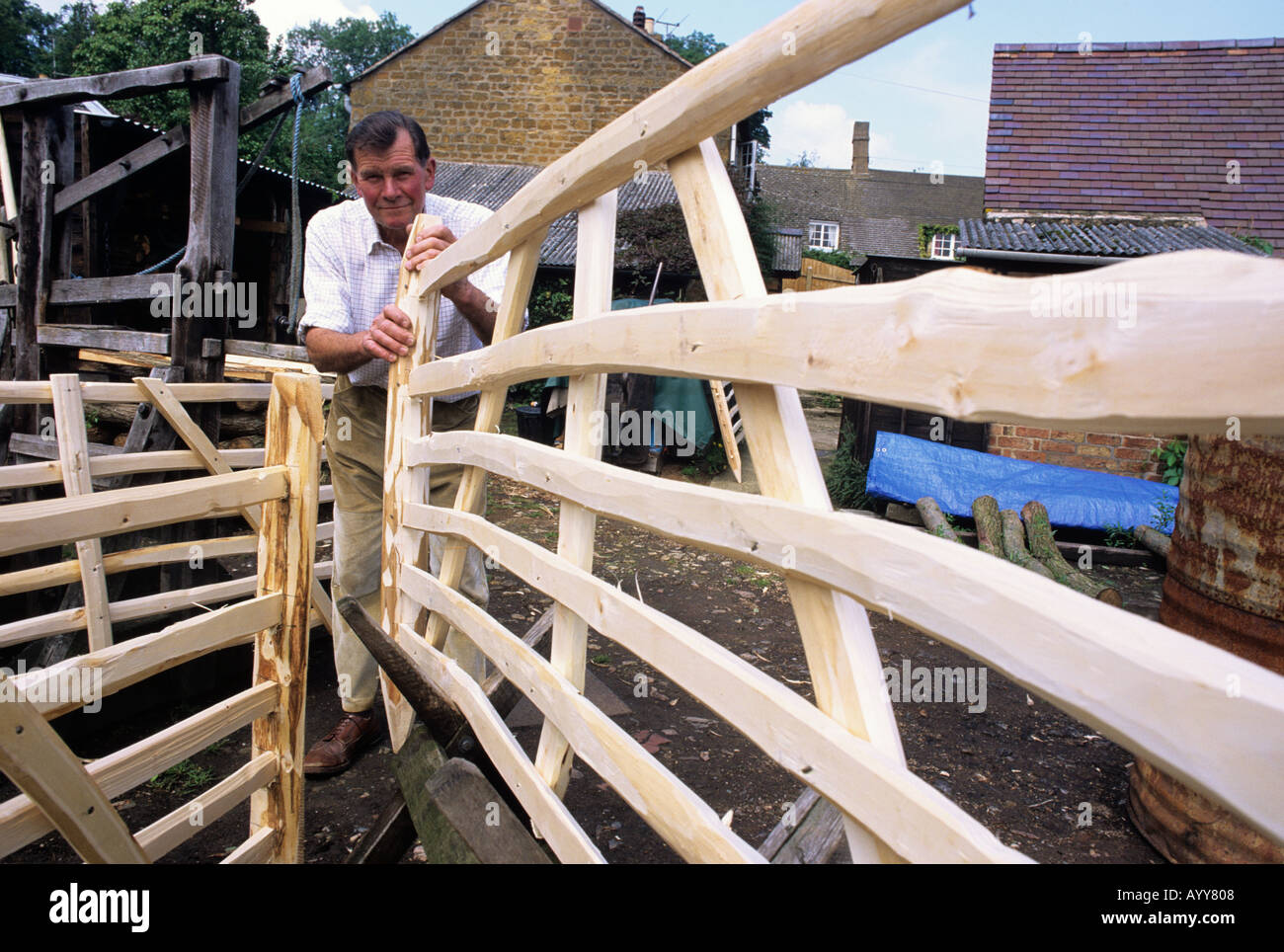 Michael Vincent making traditional Sheep hurdles in his village ...